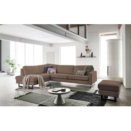 Ecksofa Home Affaire, B:290cm H:85cm T:217cm, braun, 92% Polyester, 8% Nylon, Wohnzimmer, Sofas, "Pinto, 290 cm, Cord, Chenille, Lederoptik, Ottomane