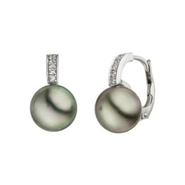 Jobo Damen Perlenohrringe "Ohrringe Wei&szlig;goldohrringe Tahiti", SI = kleine Einschl&uuml;sse, Diamanten Perlen Wei&szlig;gold 585wei&szlig;gold 585, Diamanten, Perlen,