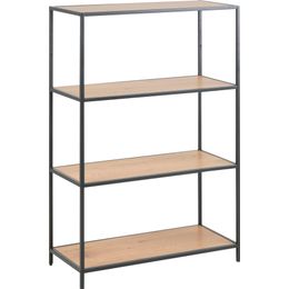 B&uuml;cherregal ACTONA GROUP, B:77cm H:114cm T:35cm, schwarz, Metall, Papier, Wohnzimmer, Regale, Metallgestell im Industrie-Look, 3 Einlegeb&ouml;den,