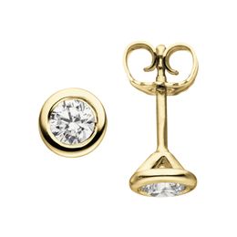 Jobo Damen Paar Ohrstecker "Ohrringe Diamantohrringe Solit&auml;r 7 mm", SI = kleine Einschl&uuml;sse, Diamanten Gelbgold 585gelbgold 585, Diamanten, Gelbgold