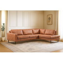 Ecksofa Home Affaire, B:290cm H:85cm T:217cm, braun, Luxus-Microfaser in Lederoptik (100% Polyester);Cord (92% Polyester, 8% Polyamide), Wohnzimmer,