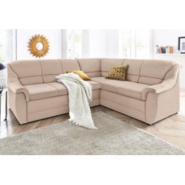 Ecksofa DOMO collection, B:251cm H:88cm T:193cm, beige, Struktur grob (85% Polyester, 15% Polyacryl );Struktur (100% Polyester);Microfaser PRIMABELLE