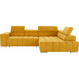 Ecksofa, B:307cm H:94cm T:201cm, gelb, exxpo - SOFA FASHION, Struktur ( 100% Polyester), Wohnzimmer, Sofas, "Elias, aktuelle Kreuzsteppung im Sitz,