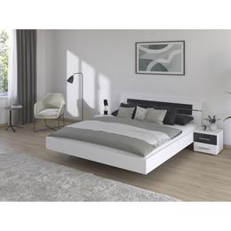 Bettanlage Rauch, B:265cm H:82cm T:213cm, wei&szlig;, Holzwerkstoff, Schlafzimmerm&ouml;bel-Sets, "Doppelbett Futonbett BURANO in schwebender Optik", und