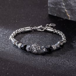 Firetti Damen Armband "Schmuck Geschenk Edelstahl Armschmuck Venezianerkette L&ouml;wenkopf", 22cm, Edelstahl, schwarz, Edelstahl, Armb&auml;nder, mit Agate,
