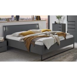 Futonbett wimex, B:148cm H:93cm L:210cm, schwarz, Betten, "Tilburg in verschiedenen Breiten erhältlich, inkl. LED Beleuchtung", Bett mit Metallkufe