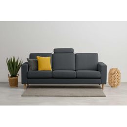 3-Sitzer OTTO HOME, B:217cm H:87cm T:86cm, grau, 100% polyester, Sofas, "Tvinno", im skandinavischen Stil, mit Massivholzfüßen, Breite 217 cm