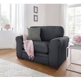 Sessel Home Affaire, B:128cm H:93cm T:95cm, grau, 100% Polyester, Wohnzimmer, Sessel, "Broughton", weiche Polsterung, passend zur Serie "Broughton",