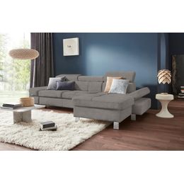 Ecksofa, B:292cm H:98cm T:167cm, grau, exxpo - SOFA FASHION, Luxus-Kunstleder;Webstoff (100% Polyester);Webvelours (100% Polyester), Wohnzimmer,