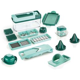 Genius Zerkleinerer "Genius Nicer Dicer Fusion 16-tlg., mit Julietti Spiralschneider", B:11,5cm H:14,5cm T:24,5cm, grün, Zerkleinerer, ideal für die