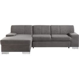 Ecksofa DOMO collection, B:248cm H:74cm T:150cm, grau, Softlux-Kunstleder;Primabelle-Microfaser;Struktur (90% Polyester und 10% Polyacryl),