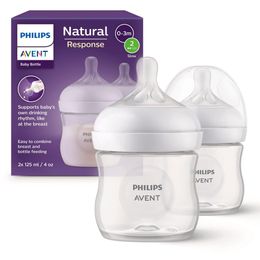 Philips Avent Baby Babyflasche "Natural Response Babyflasche", 125ml, transparent, Kunststoff, H:12,2cm, Trinkflaschen, 2 Stück, 125 ml, ab 0 Monaten