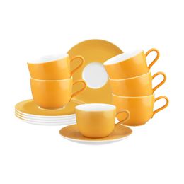 Seltmann Weiden Tasse "Kaffeetassen mit Untertassen Liberty Pure Colors 260 ml 6er Set", 12 tlg., orange, Trinkgefäße