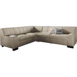Ecksofa DOMO collection, B:247cm H:74cm T:212cm, beige, Microfaser PRIMABELLE (100% Polyester);Kunstleder SOFTLUX;Struktur (90% Polyester, 10%
