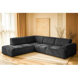 Ecksofa Home Affaire, B:282cm H:75cm T:223cm, schwarz, 90% PES, 10% Nylon, Wohnzimmer, Sofas, "Linkka, Breite 282 cm", L-Form, in einem weichen