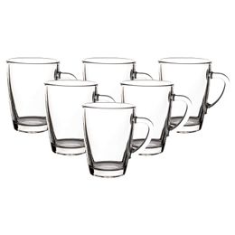 Van Well Tasse "Kaffeebecher Teebecher Nordic 300 ml 6er Set transparent", transparent, Trinkgefäße
