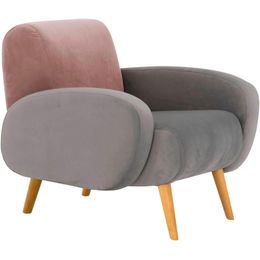 Sessel Home Affaire, B:86cm H:80cm T:88cm, rosa, Struktur fein ( 100% Polyester);Samtoptik (100% Polyester), Wohnzimmer, Sessel, "Tox", in