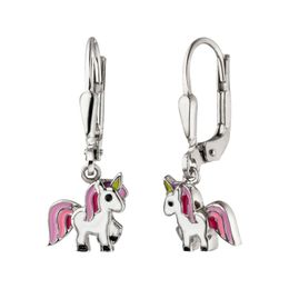 Jobo Kinder Paar Ohrhänger "Einhorn", Silber 925 (Sterlingsilber), rosa, Silber 925 (Sterlingsilber), Ohrringe, 925 Silber