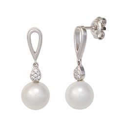 Jobo Damen Perlenohrringe "Ohrringe Silberohrringe 24 mm", Perlen Silber 925 (Sterlingsilber)silber 925, wei&szlig;, Perlen, Silber 925 (Sterlingsilber),