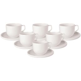 Villeroy & Boch VILLEROY & BOCH Tasse "Kaffeetassen mit Untertassen Afina 150 ml 6er Set weiß", weiß, Trinkgefäße