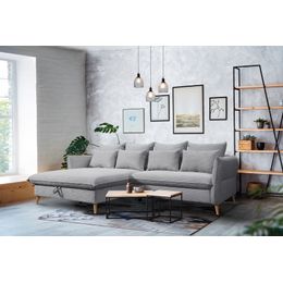 Ecksofa, B:274cm H:88cm T:170cm, grau, exxpo - SOFA FASHION, Wohnzimmer, Sofas, "WALPY, elegant & modern, bequem, schmale Armlehnen, Breite 274cm",