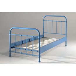 Einzelbett Vipack, B:95cm H:100cm L:210cm, blau, Betten, "New York, Bettgestell Metall, pulverbeschichtet, in zeitlosem Design", zwei Breiten und