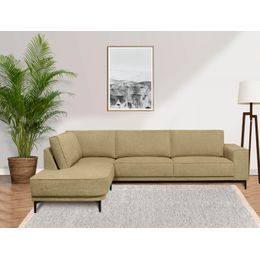 Ecksofa OTTO HOME, B:289cm H:85cm T:210cm, gold, 90%Polyester, 10% Nylon, Wohnzimmer, Sofas, "Casina", mit abgerundeter Ottomane, in einem weichen