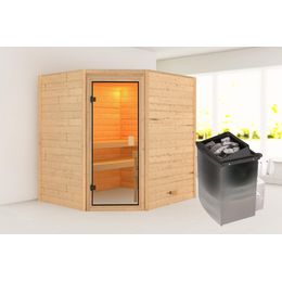 Karibu Sauna ""Trixi" mit bronzierter Tür, naturbelassen", Saunaofen, integrierte Steuerung, 400 kW, beige, Saunen, aus hochwertiger nordischer Fichte