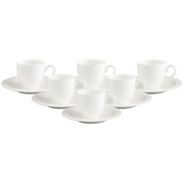 Villeroy & Boch VILLEROY & BOCH Tasse "Espressotassen mit Untertassen White Pearl 70 ml 6er Set wei&szlig;", wei&szlig;, Trinkgef&auml;&szlig;e