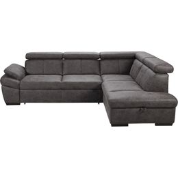 Ecksofa, B:268cm H:77cm T:204cm, grau, exxpo - SOFA FASHION, NaturLeder;Primabelle-Microfaser (100% Polyester);Luxus-Kunstleder, Wohnzimmer, Sofas,