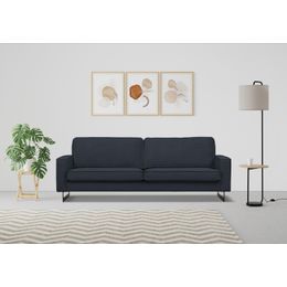 3-Sitzer Home Affaire, B:206cm H:85cm T:97cm, blau, Kunstleder (65% Polyester, 35% Lederfasern);Cord (92% Polyester, 8% Polyamide), Sofas, "Pinto,
