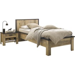 Bettanlage Home Affaire, B:170cm H:93cm T:213cm, braun, Schlafzimmermöbel-Sets, "SHERWOOD", Liegefläche Bett 90x200cm, Nachttisch mit 1 Schublade