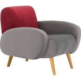 Sessel Home Affaire, B:86cm H:80cm T:88cm, grau, Struktur fein ( 100% Polyester);Samtoptik (100% Polyester), Wohnzimmer, Sessel, "Tox", in