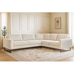 Ecksofa Home Affaire, B:290cm H:85cm T:250cm, beige, 92% Polyester, 8% Nylon, Wohnzimmer, Sofas, "Pinto, XXL, 250/290 cm, langer Schenkel, Ottomane",