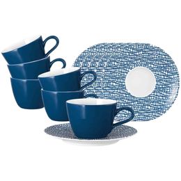 Seltmann Weiden Tasse "Kaffeetassen mit Untertassen Life Fashion 240 ml 6er Set", 12 tlg.classic blau, Trinkgefäße