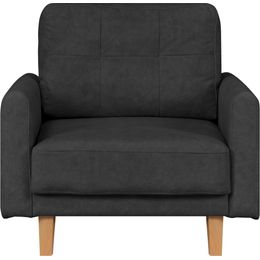 Sessel Home Affaire, B:95cm H:89cm T:100cm, schwarz, 100% Polyester, Wohnzimmer, Sessel, "TRIPLO Relaxsessel mit Wellenunterfederung, Ma&szlig;e B/T/H: