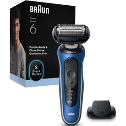 Braun Elektrorasierer "Series 6 62-B1200S", blau, Elektrorasierer, 100% wasserdicht, Präzisionstrimmer-Aufsatz, bis zu 60 Min