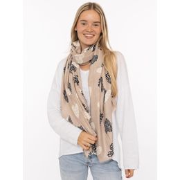 Zwillingsherz Damen Schal ""Safari Hearts""beige, Obermaterial: 100% Polyester, Modetücher, angesagtes Herzmuster im Leolook