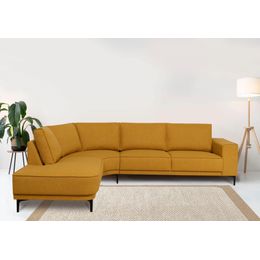 Ecksofa OTTO HOME, B:287cm H:85cm T:239cm, gelb, 100% Polyester, Wohnzimmer, Sofas, "Casina", mit abgerundeter Ottomane, in einem weichen