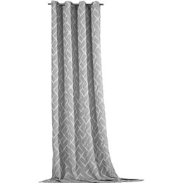 Weckbrodt-Gardinen Vorhang WECKBRODT, B:140cm H:245cm, grau, Jacquard, Polyester, Wohnzimmer, Gardinen, "Jasper", Jacquard, &Ouml;sen, toller 3D-Effekt, blickdicht, Gardine,