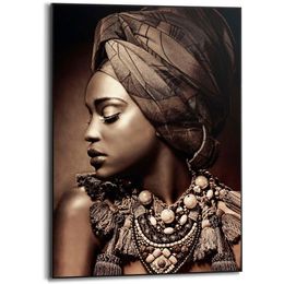 Poster Reinders, B:50cm H:70cm T:1,6cm, braun, MDF, Wohnzimmer, Bilder, "Afrikanische Frau"