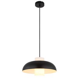 Globo LIGHTING H&auml;ngeleuchte "LOWE", &Oslash; 38cm H: 120cm, 1 Stk.schwarz matt, Esszimmer, Leuchten, H&auml;ngelampe schwarz Glas opal Zylinder DM 11cm
