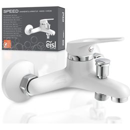 EISL® Wannenarmatur EISL, B:17,8cm H:10,8cm, weiß, Messing, Armaturen, "SPEED", Mischbatterie Badewanne, Wasserhahn Bad, Wannenarmatur in Weiß/Chrom