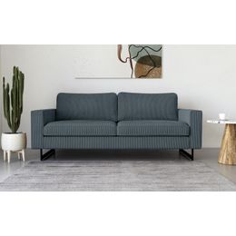 2-Sitzer Home Affaire, B:166cm H:85cm T:97cm, blau, 92% Polyester, 8% Nylon, Sofas, "Pinto, 166 cm, Cord, Chenille, Lederoptik", mit Keder, schwarze