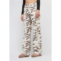 Karl Kani Damen Cargohose "Karl Kani Signature Camo Cargo Pants"taupe, sand, sanftes wei&szlig;, Gr. L, 100% Baumwolle, Hosen