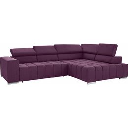 Ecksofa, B:307cm H:94cm T:201cm, rot, exxpo - SOFA FASHION, Struktur ( 100% Polyester), Wohnzimmer, Sofas, "Elias, aktuelle Kreuzsteppung im Sitz,