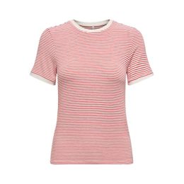 Only Damen Kurzarmshirt "ONLTINE S/S O-NECK TOP JRS", rot, Gr. XS, gestreift, Jersey, Obermaterial: 92% Viskose, 8% Elasthan, Shirts