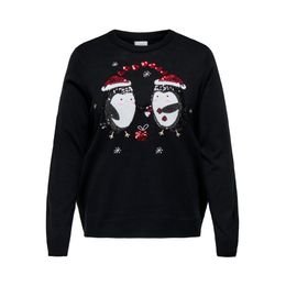 Only CARMAKOMA Damen Weihnachtspullover "CARXMAS SHINE LS ONECK KNT"schwarz detail:penguin, Gr. M, gemustert, Strick, Obermaterial: 100% Polyacryl,