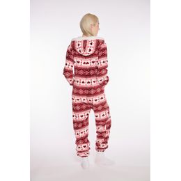 Haily's HAILY&rsquo;S Damen Fleeceoverall "LG P RP Me44lly"6562 drot xmas, Gr. M, bedruckt, Fleece, Obermaterial: 100% Polyester, Overalls, perfekt f&uuml;r die Winter