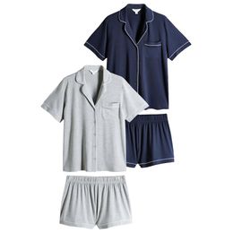 The Set Short Pajama Set female Blue, Grey size L